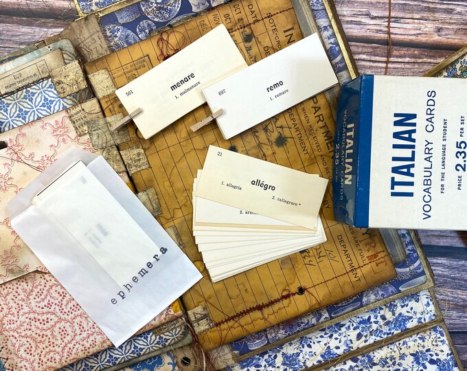 Vintage Italian Vocabulary Cards Italian Flash Cards Vis Ed | Set of 25 ...
