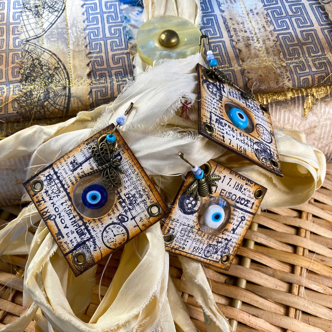 Greek Eye Specimen Slide Journal Charms Vintage Style | 3 | Handmade ...