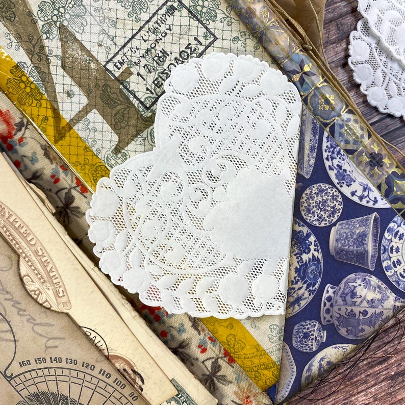 Vintage Paper Doilies Heart Doily Rare 1950s Lace Doily Delicate Floral ...