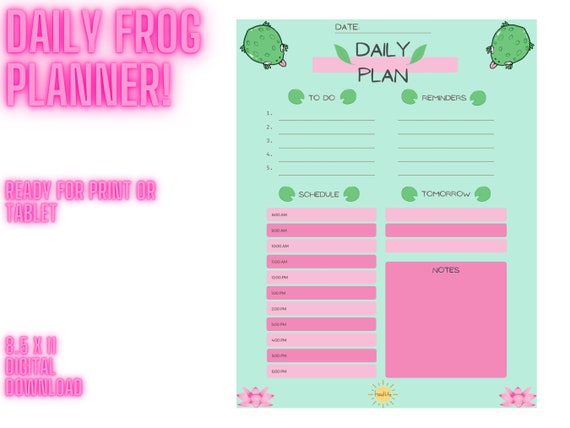 Cute Frog Themed Daily Planner - Etsy