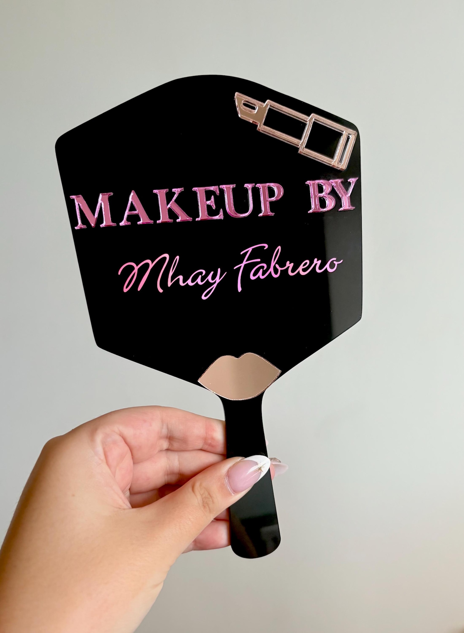 Personalised Makeup Handheld Mirror, Makeup Artist Gift, Makeup by Logo ...