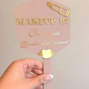 Personalised Makeup Handheld Mirror, Makeup Artist Gift, Makeup by Logo ...