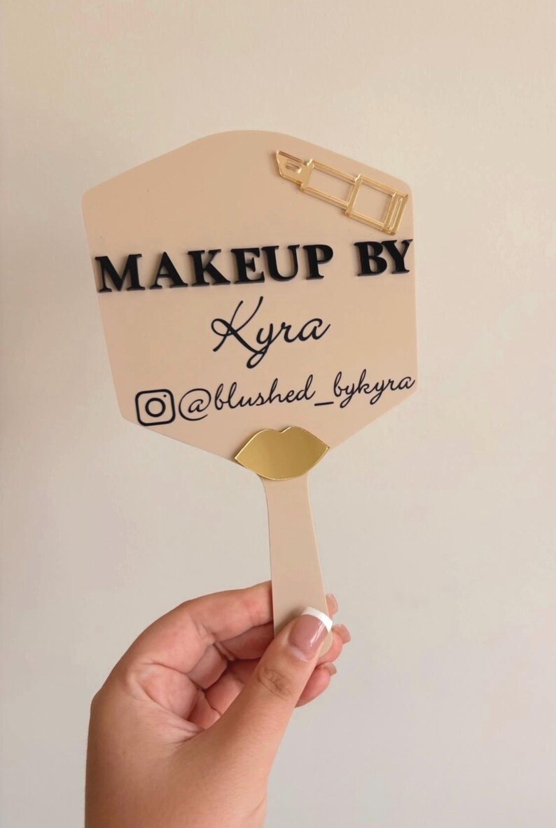 Personalised Makeup Handheld Mirror, Makeup Artist Gift, Makeup by Logo ...