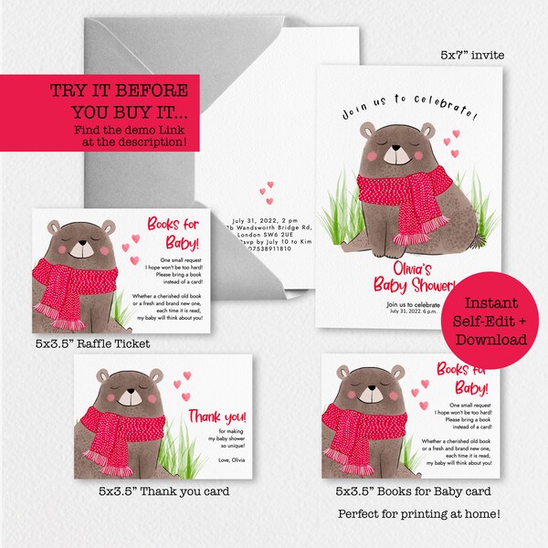 We Can Bearly Wait Baby Shower Invitation and Diaper Raffle Cards - Etsy