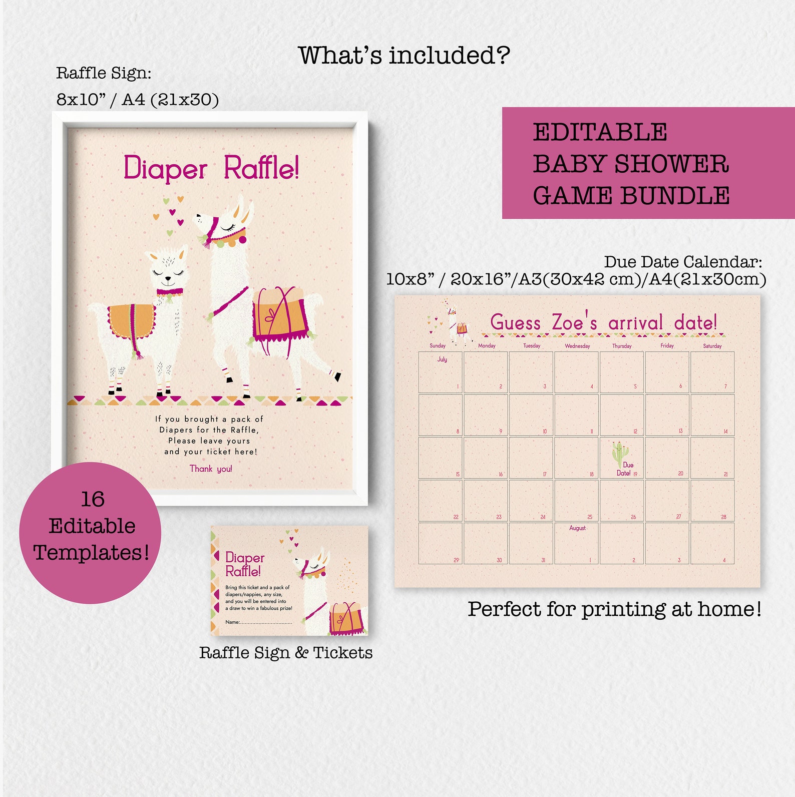 Llama Baby Shower Mega Bundle Printable Template Instant - Etsy