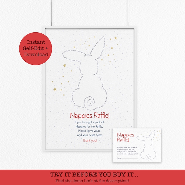 Bunny Raffle Ticket Template - Etsy