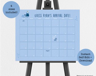 Under the Sea Baby Shower Due Date Calendar Game Guess the - Etsy