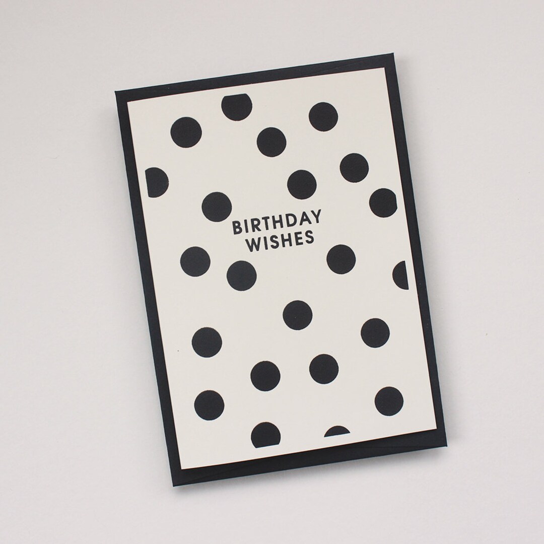 Birthday Wishes, Black and White, Polka Dot Greetings Cards - Etsy