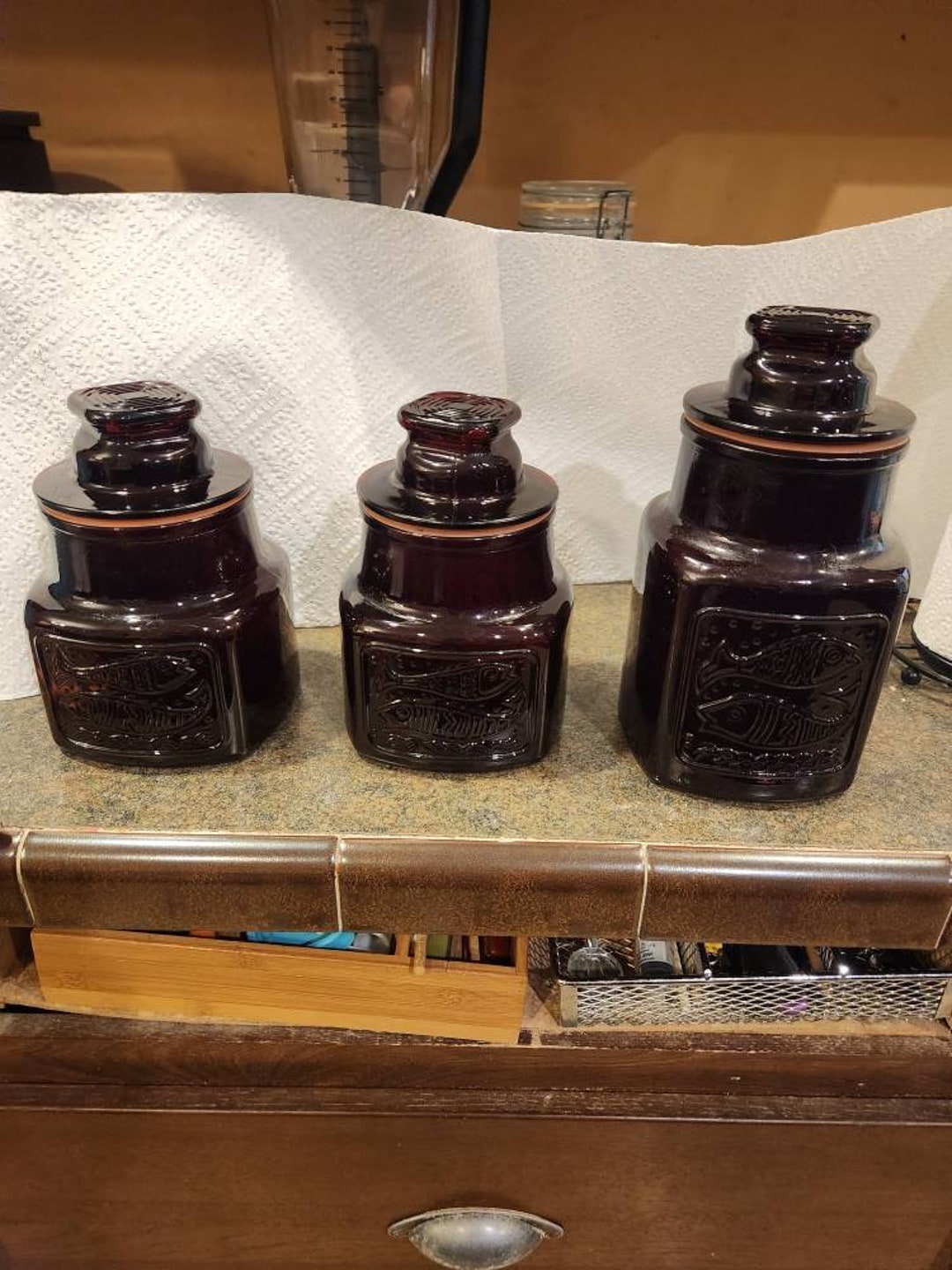 Wheaton Ruby Glass Canister Set - Etsy