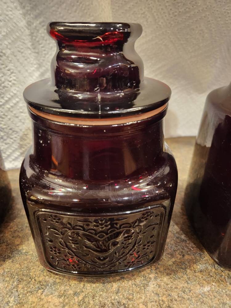 Wheaton Ruby Glass Canister Set - Etsy