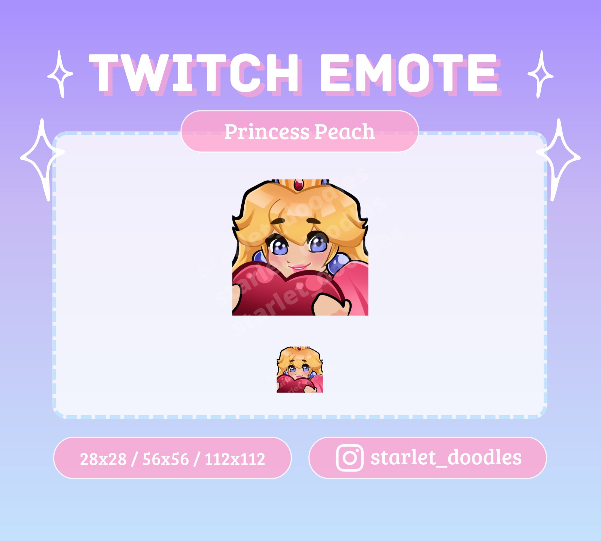 Cute Heart Emote Princess Peach for Twitch / Discord - Etsy