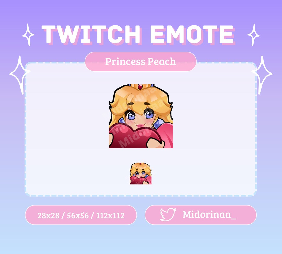 Cute Heart Emote Princess Peach for Twitch / Discord - Etsy