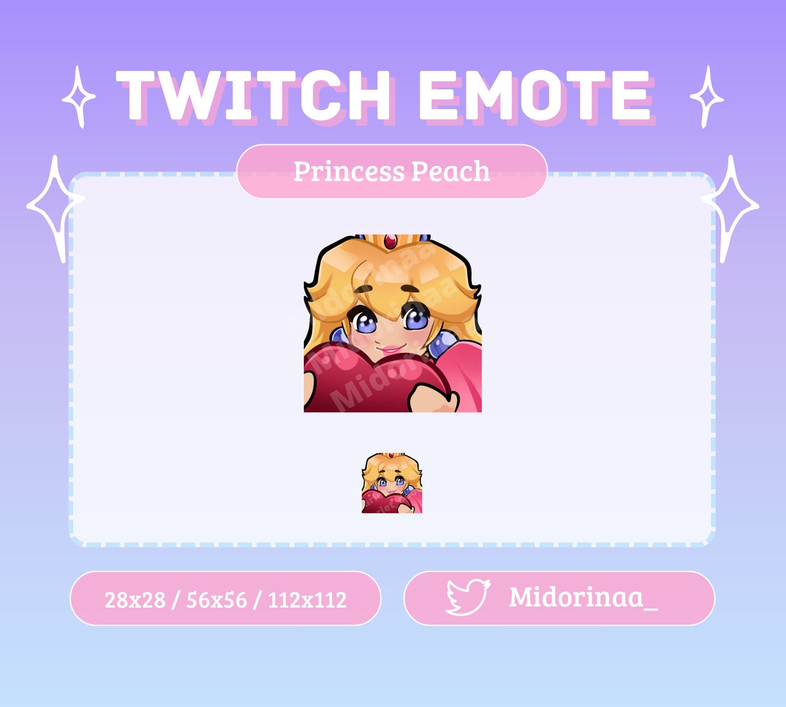 Cute Heart Emote Princess Peach for Twitch / Discord - Etsy