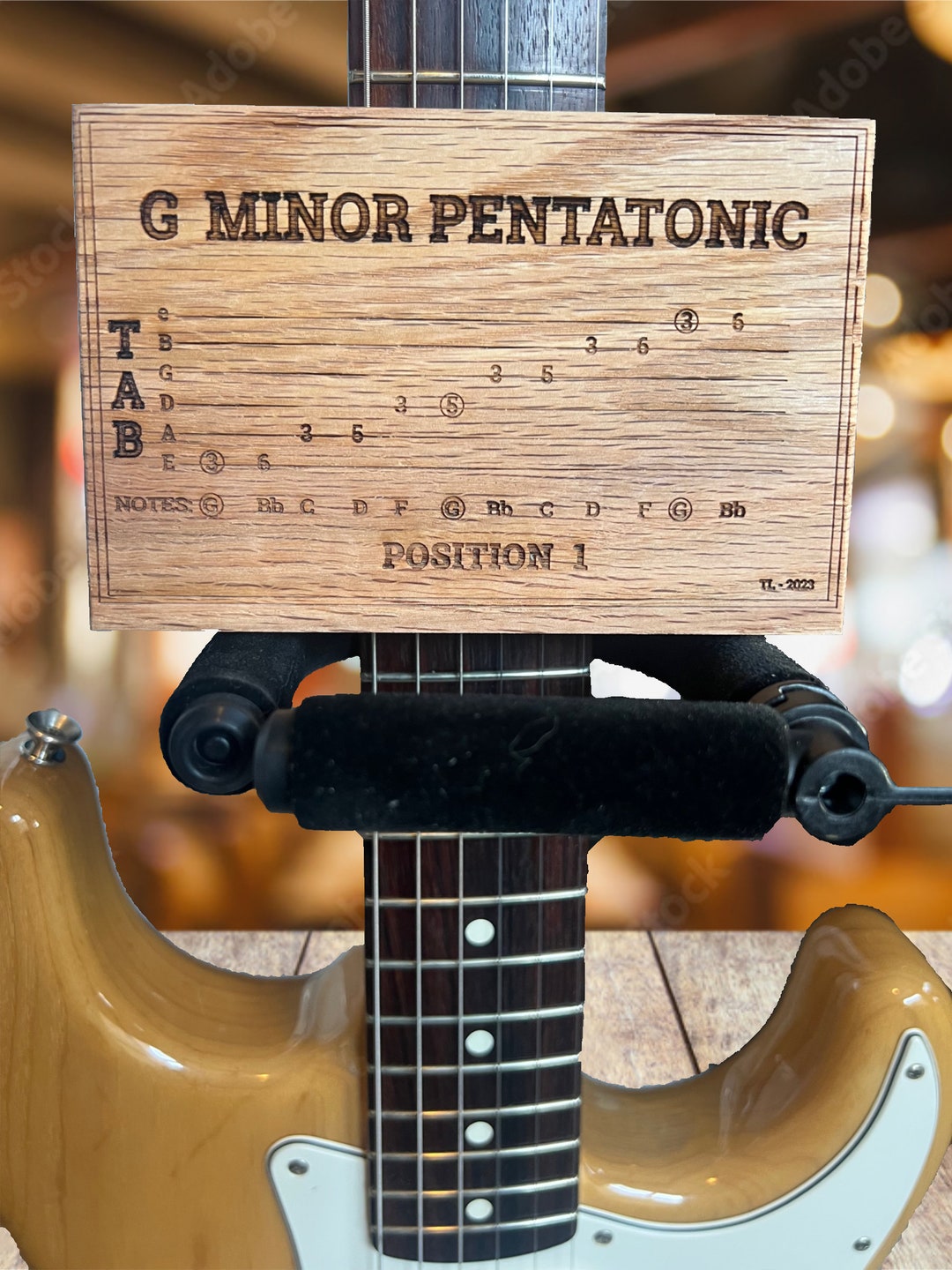 Guitar Tab Gift for Guitar Players or Students Solid Oak Engraved Your ...