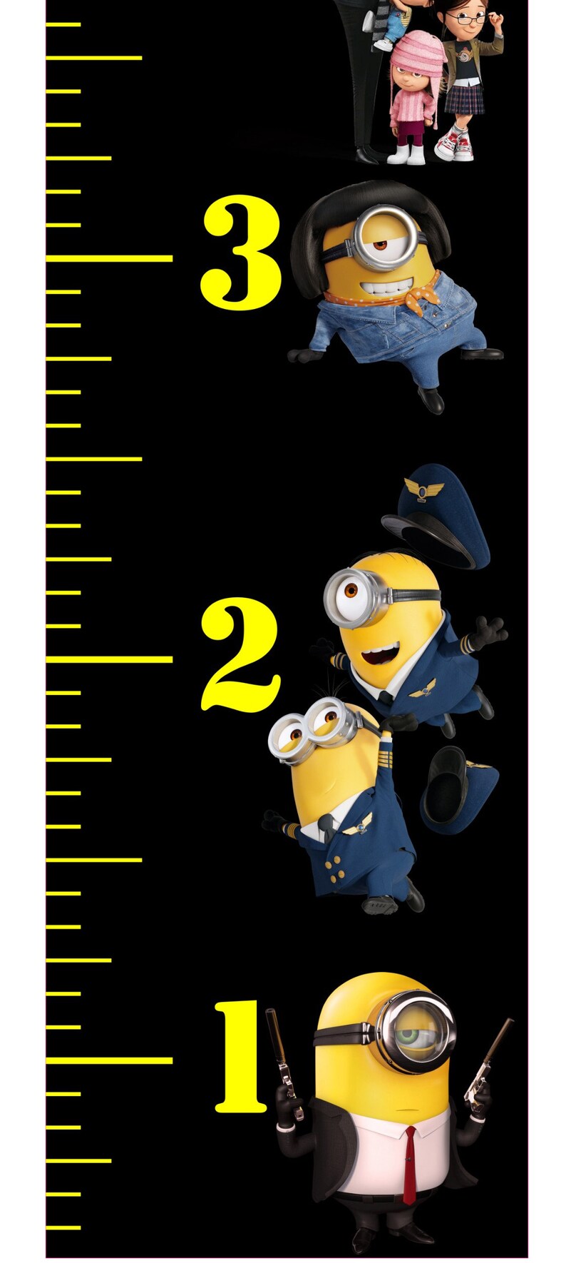 Minions 6ft Growth Chart Life Size Durable Removable Viynl That is Safe ...