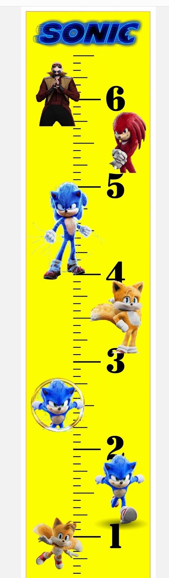 6FT Sonic Growth Chart Removable Wall Flair. Leaves Not Damage or ...