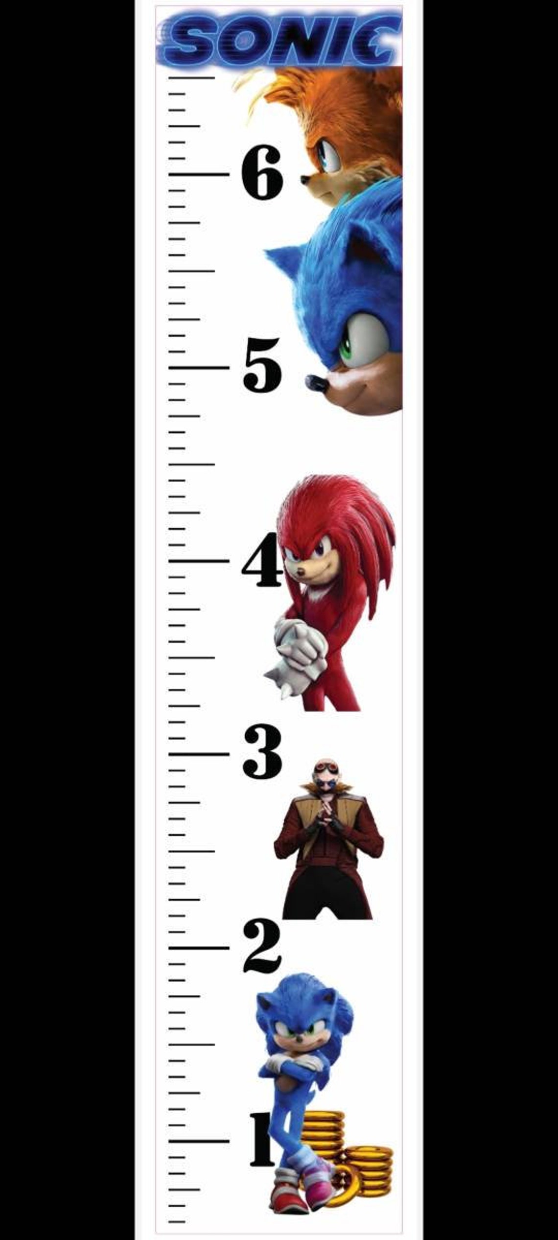 6FT Sonic Growth Chart Removable Wall Flair. Leaves Not Damage or ...