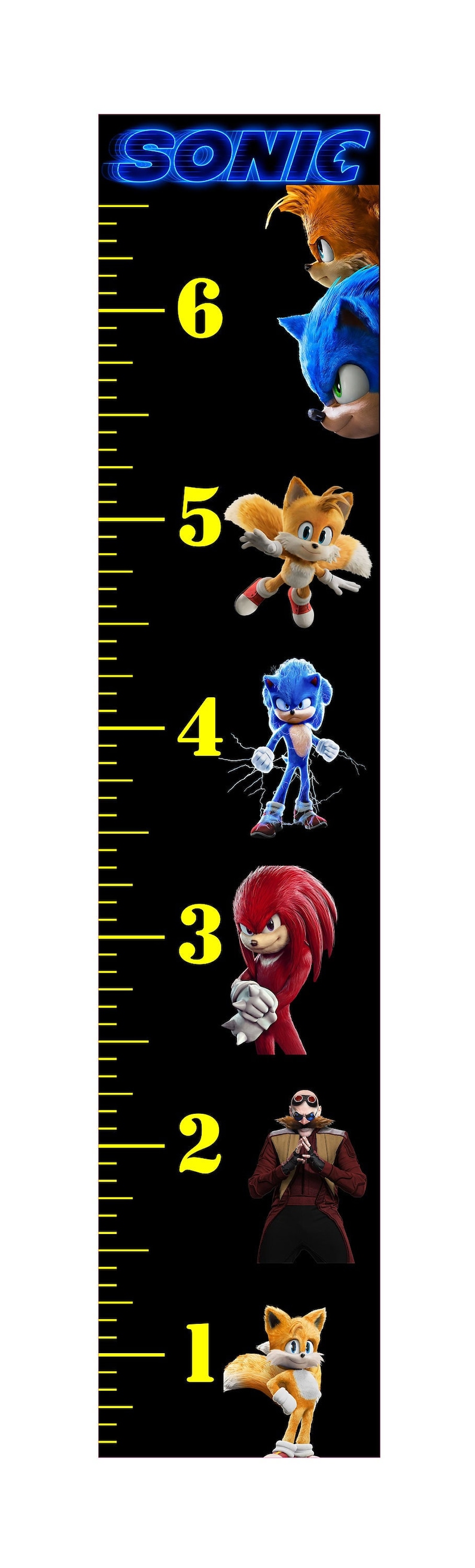 6FT Sonic Growth Chart Removable Wall Flair. Leaves Not Damage or ...