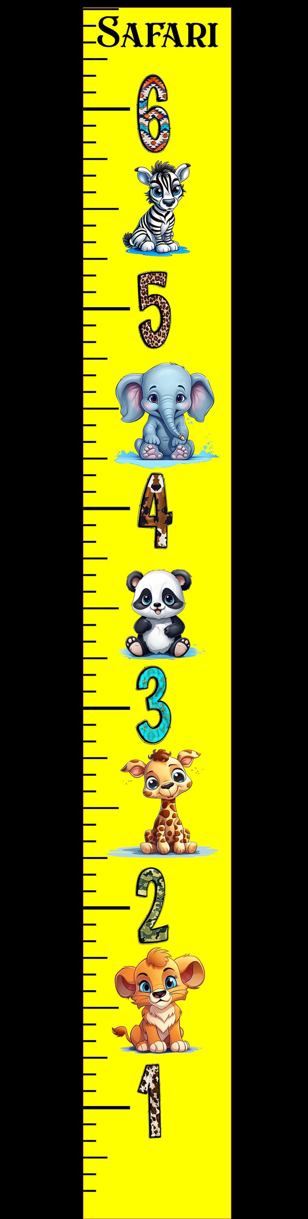 Safari Baby Animals Life Size Growth Chart - Etsy
