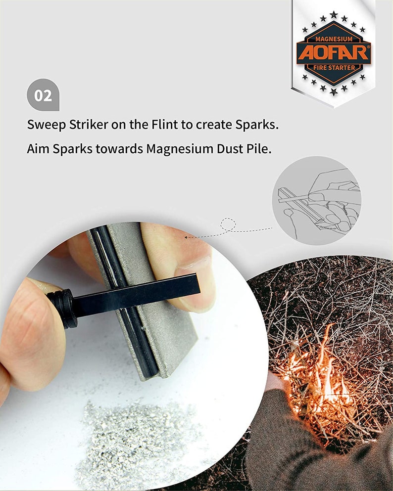 Magnesium Fire Starter 2-pack Waterproof Fire Steel Pouch for Camping ...