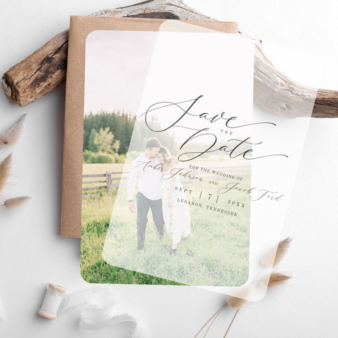 Save the Date Template With Vellum Overlay - Etsy