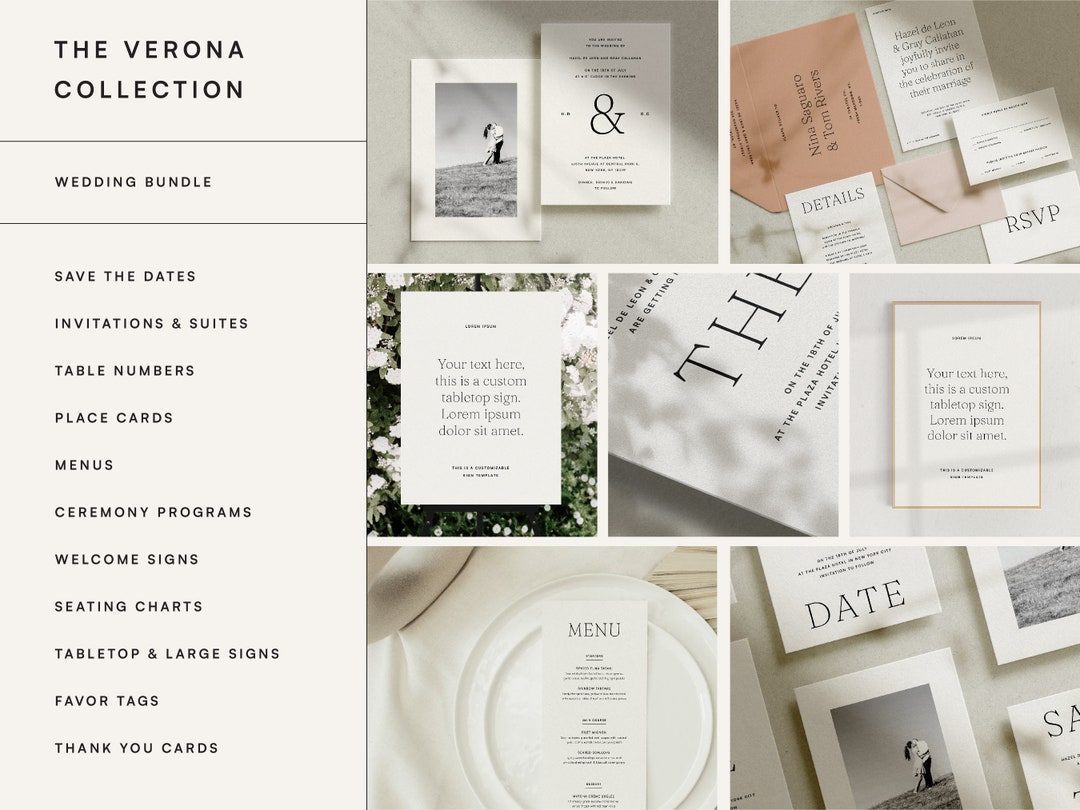 Elegant Full Wedding Collection Templates, Romantic and Minimalist ...