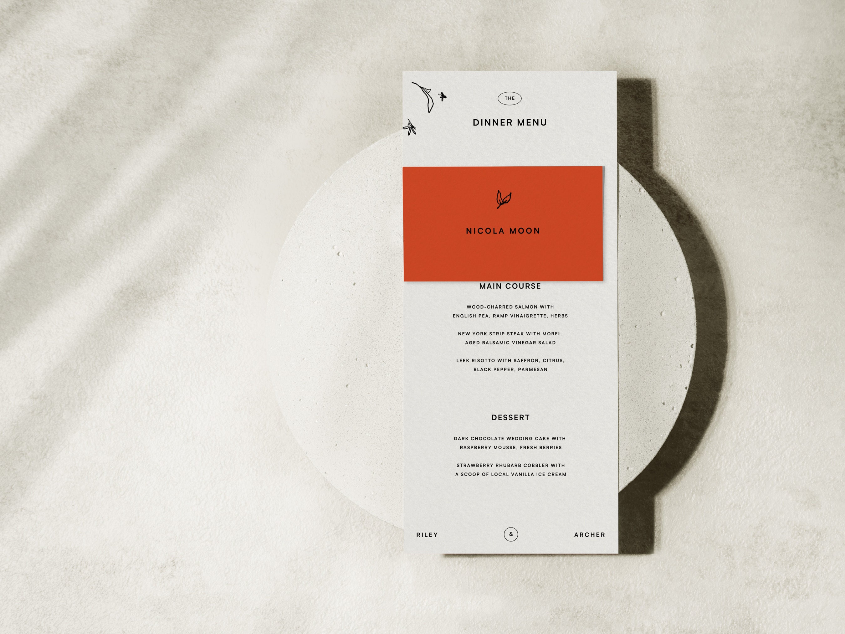GARDEN hand-drawn Menu Template Modern Minimalist Floral Ink ...