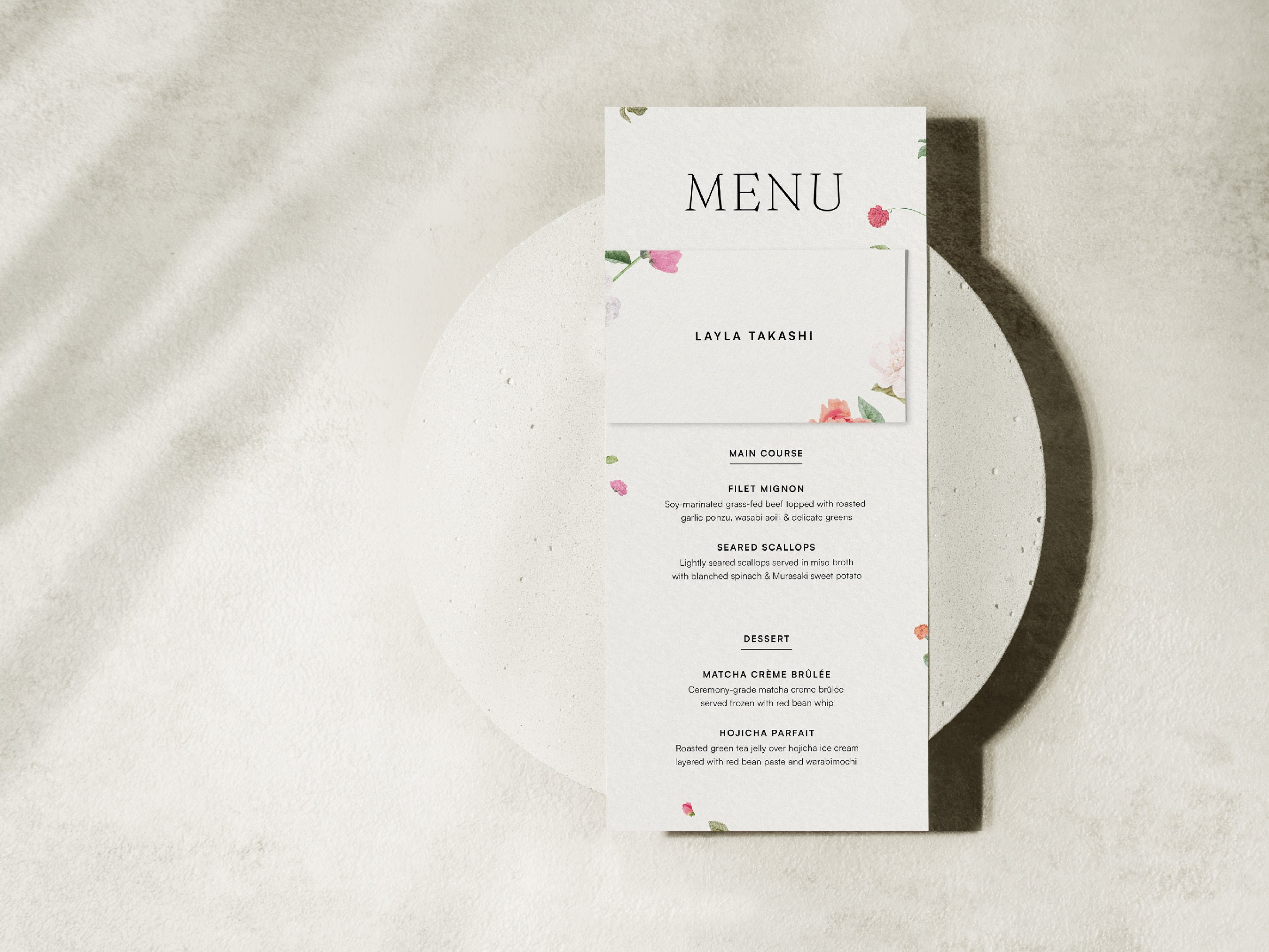 ROSA modern Floral Menu Template • Elegant and Minimalist, Wedding ...
