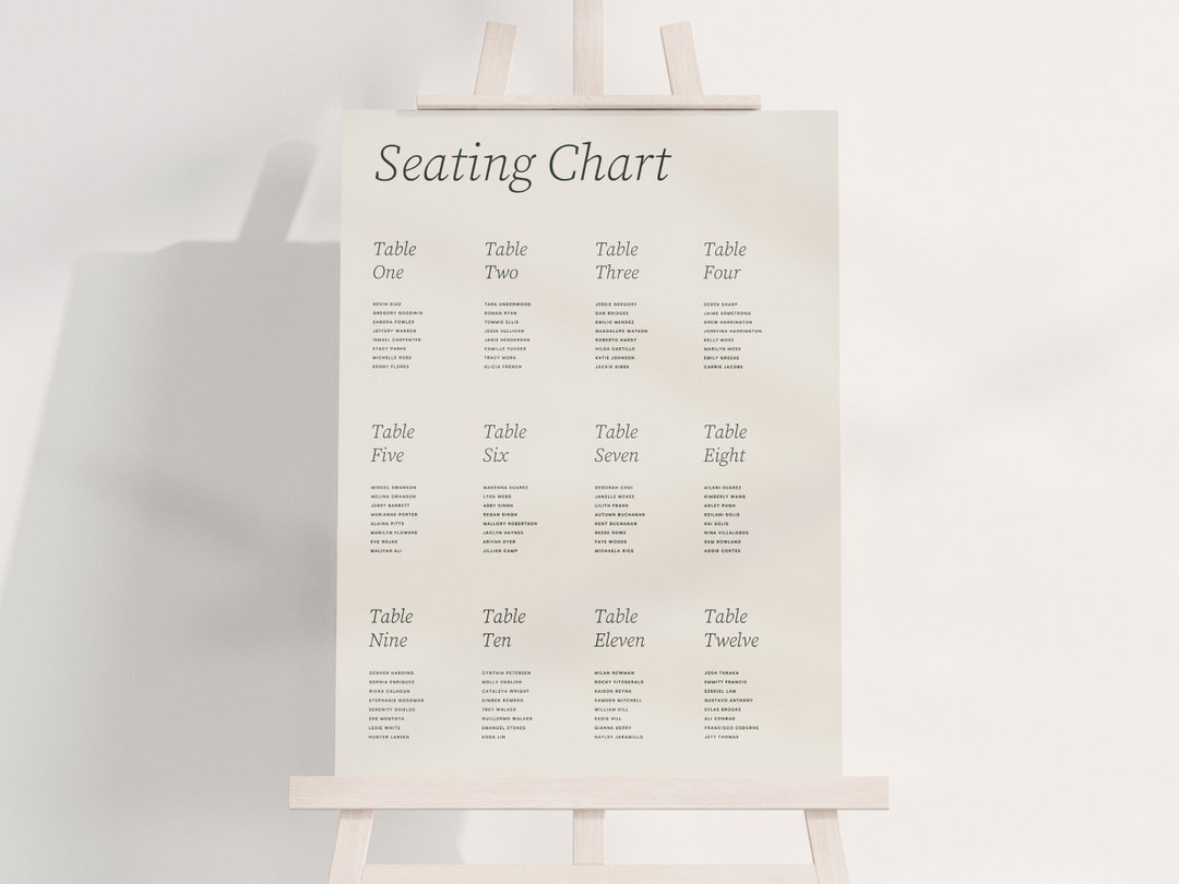 SOLEIL minimalist Seating Chart Template • Effortless and Modern Design ...