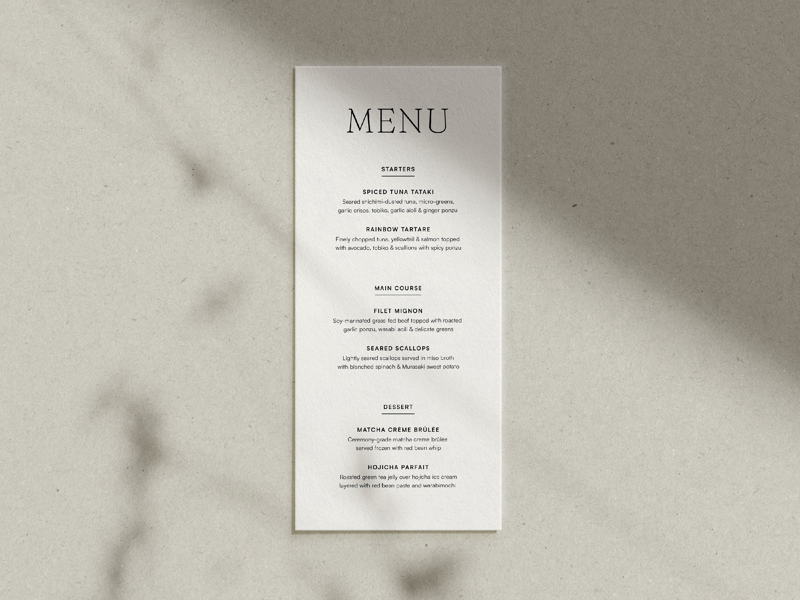 VERONA modern Minimalist Menu Template Classic Typography, Wedding ...