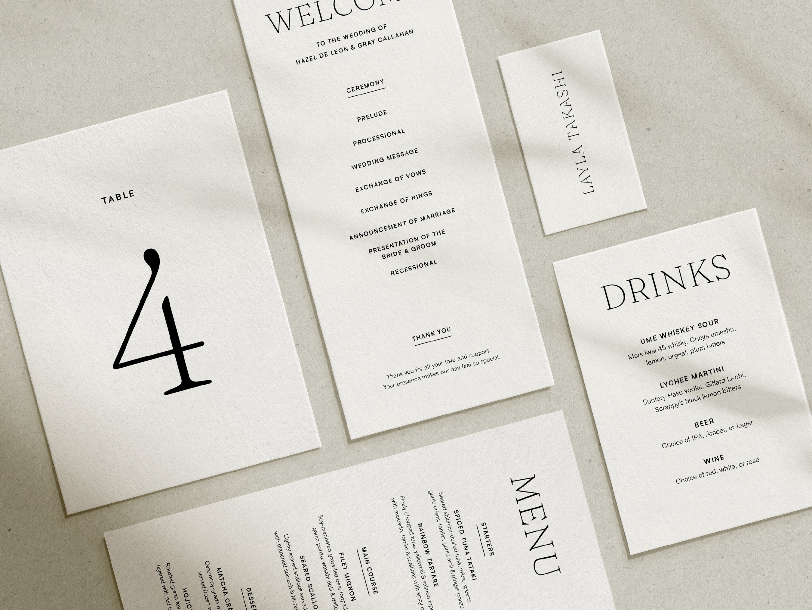 VERONA modern Minimalist Menu Template Classic Typography, Wedding ...