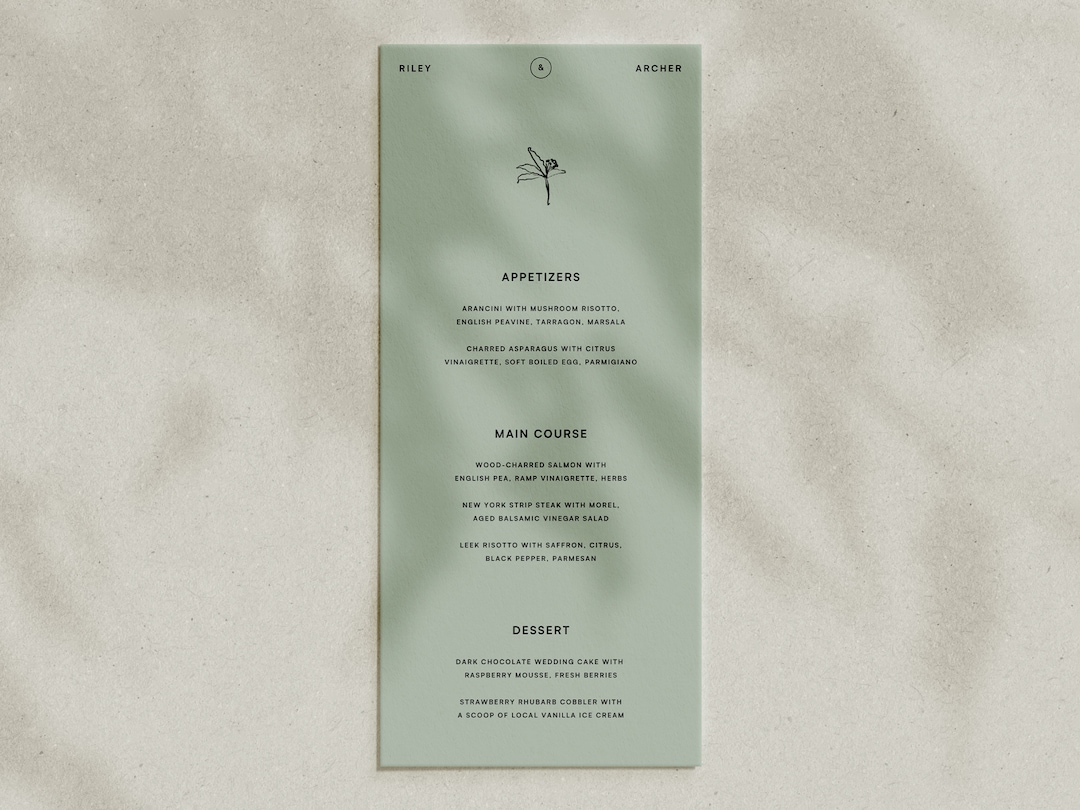 GARDEN minimalist Menu Template • Modern Hand-drawn Floral Ink ...