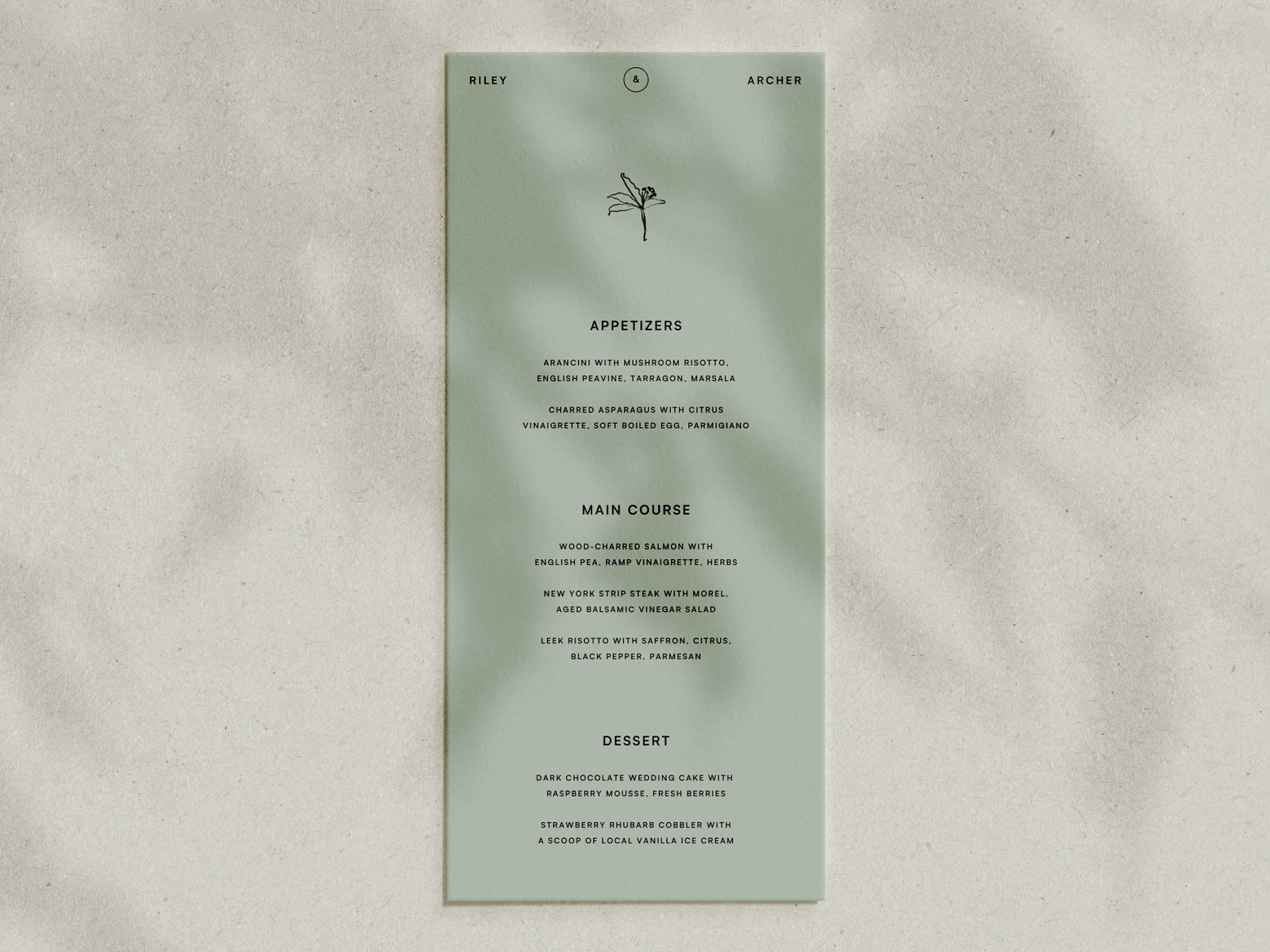 GARDEN minimalist Menu Template Modern Hand-drawn Floral Ink ...