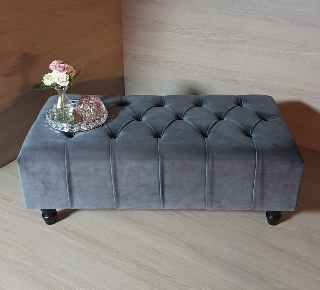 Chesterfield Style Footstool Coffee Table Deep Buttons - Etsy UK