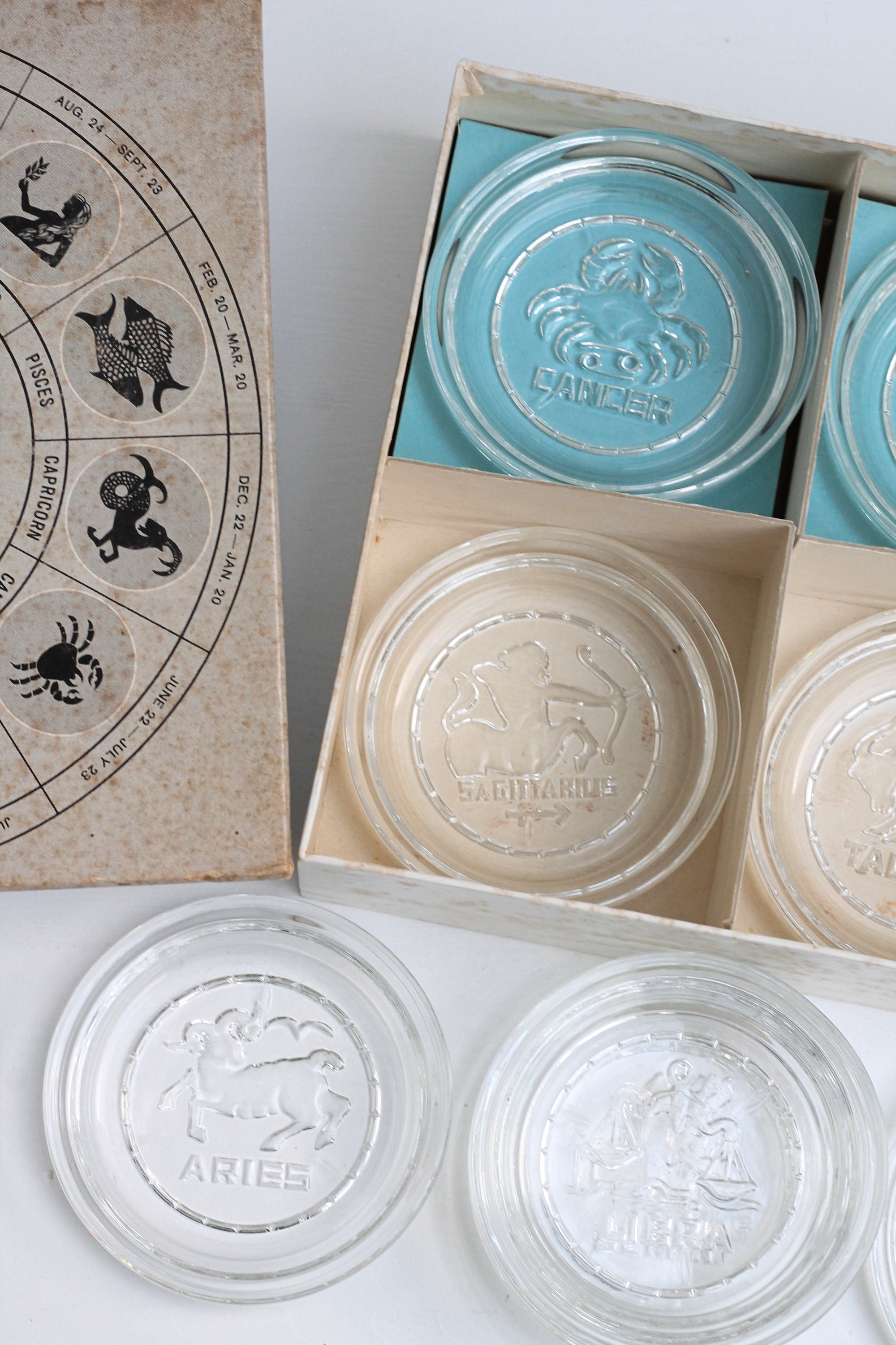 Set of 12 Vintage Clear Glass Zodiac Solar Coasters in - Etsy