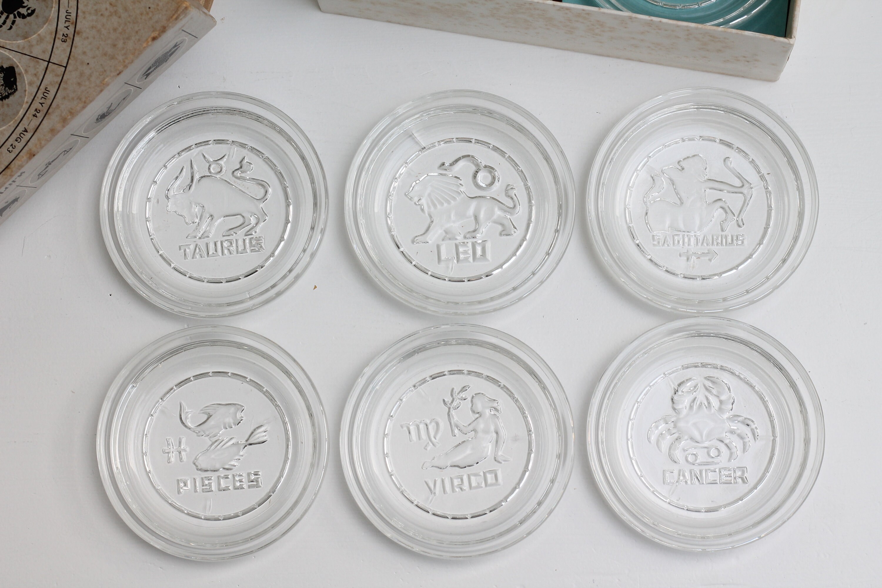 Set of 12 Vintage Clear Glass Zodiac Solar Coasters in - Etsy