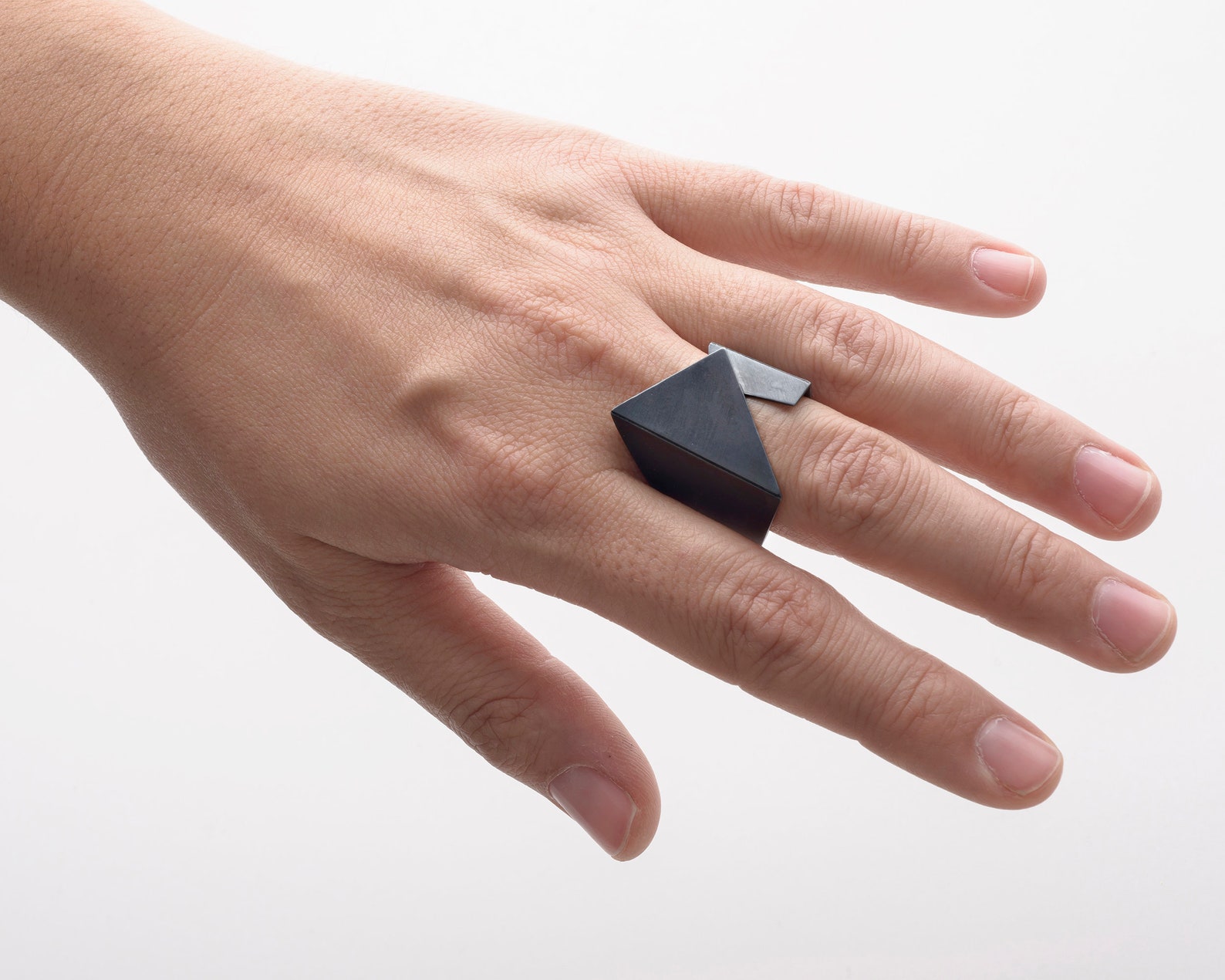 Simple Elegant Origami Ring in Sterling Silver, Minimal Architectural ...