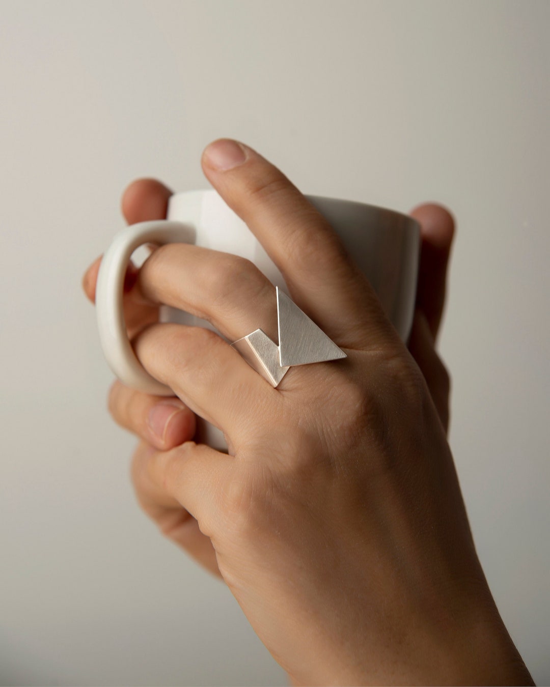 Simple Elegant Origami Ring in Sterling Silver, Minimal Architectural ...