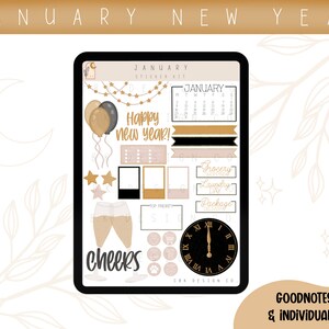January Digital Sticker Kit- New Year 2023- Goodnotes Files & Pngs ...