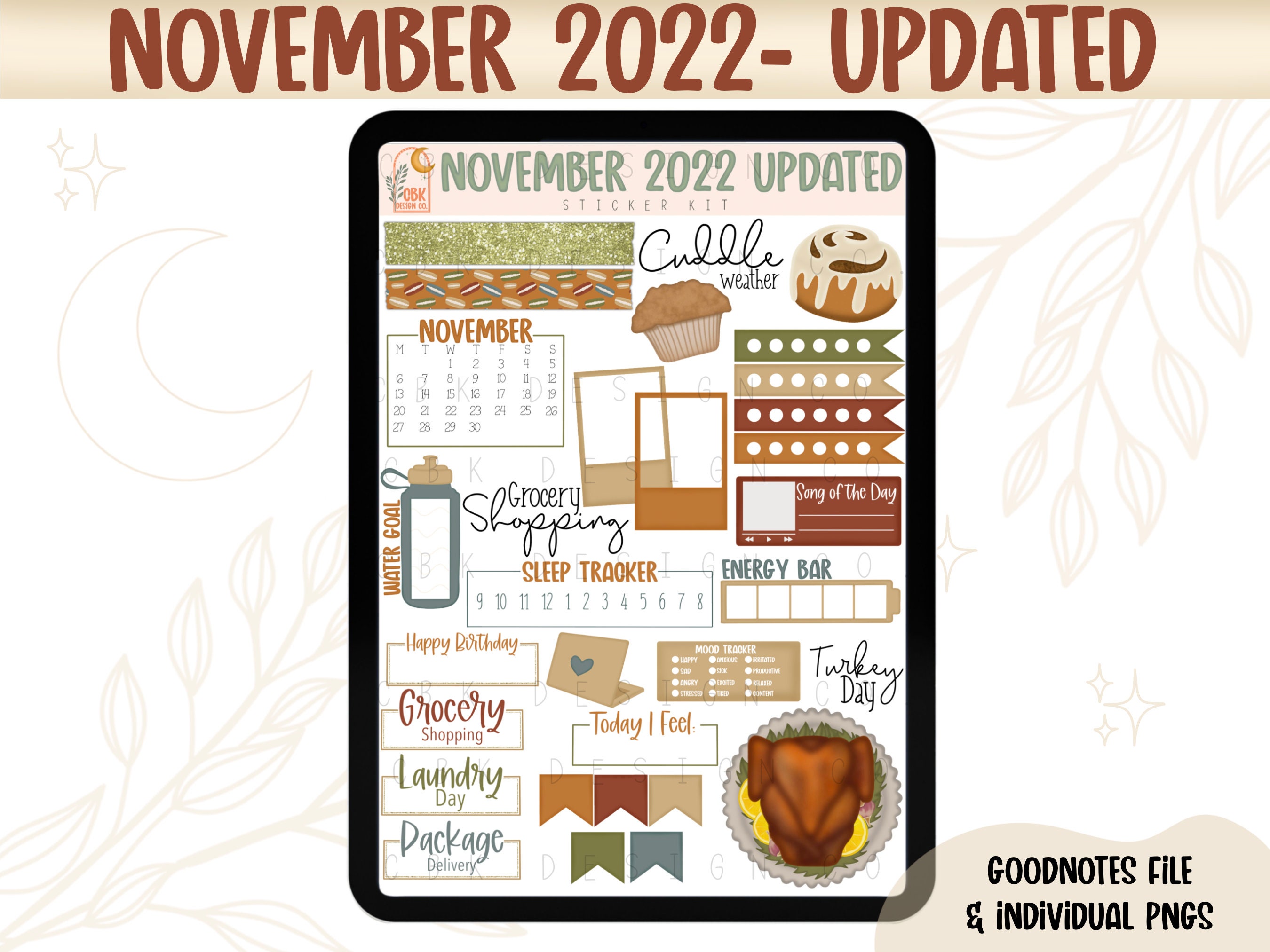 November Digital Sticker Kit- Updated 2023 - Goodnotes Files & Pngs ...
