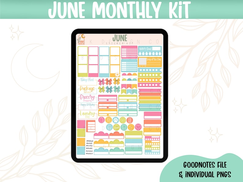 June Digital Sticker Kit 2023- Goodnotes Files & Pngs- Digital Planner ...