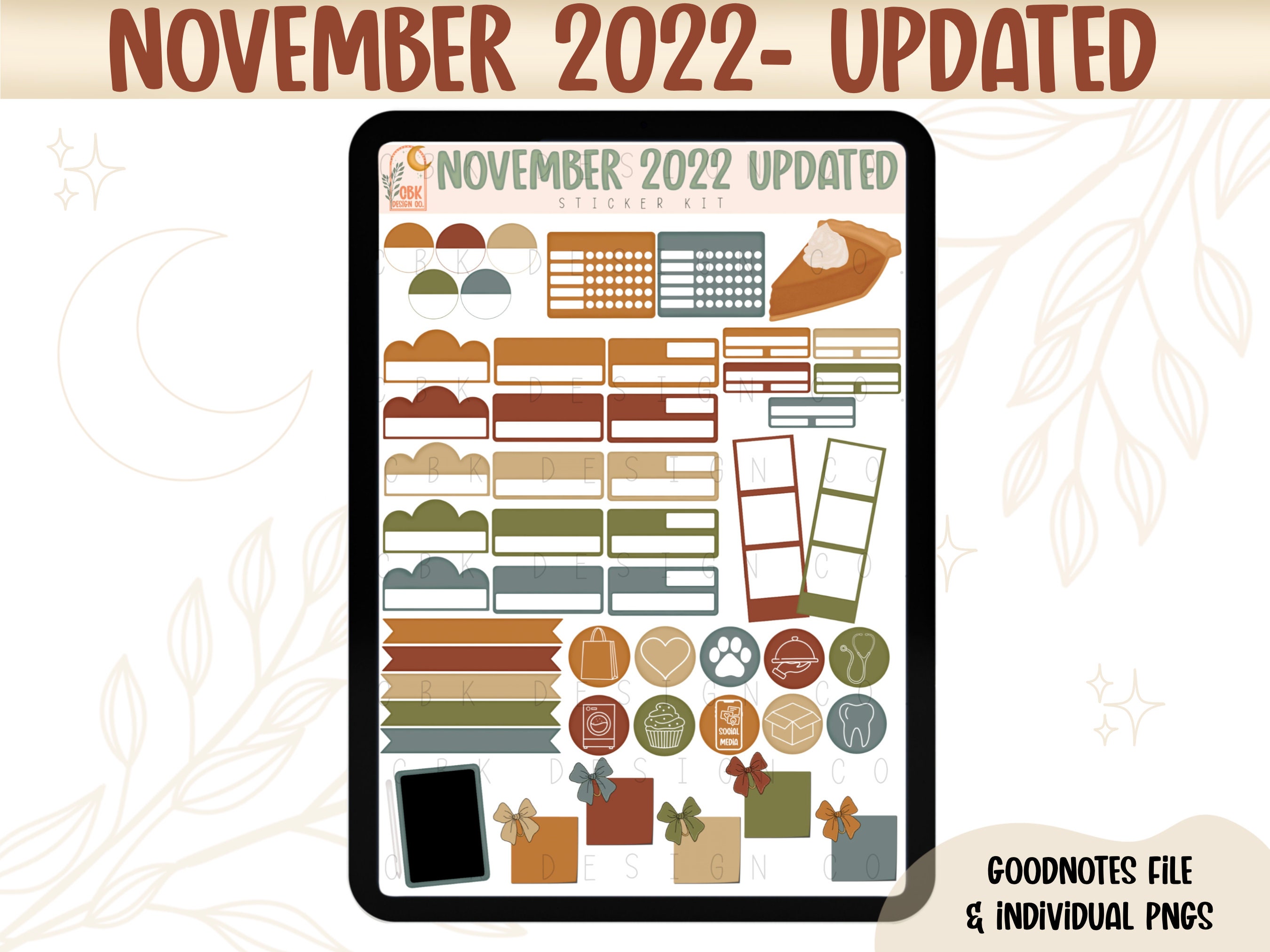 November Digital Sticker Kit- Updated 2023 - Goodnotes Files & Pngs ...