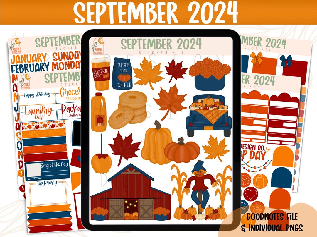 September 2024 Digital Sticker Kit- Goodnotes Files & Pngs- Digital ...