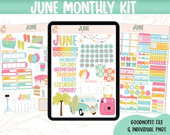 June Digital Planner Stickers, Summer Sticker Kit, Holiday Goodnotes ...