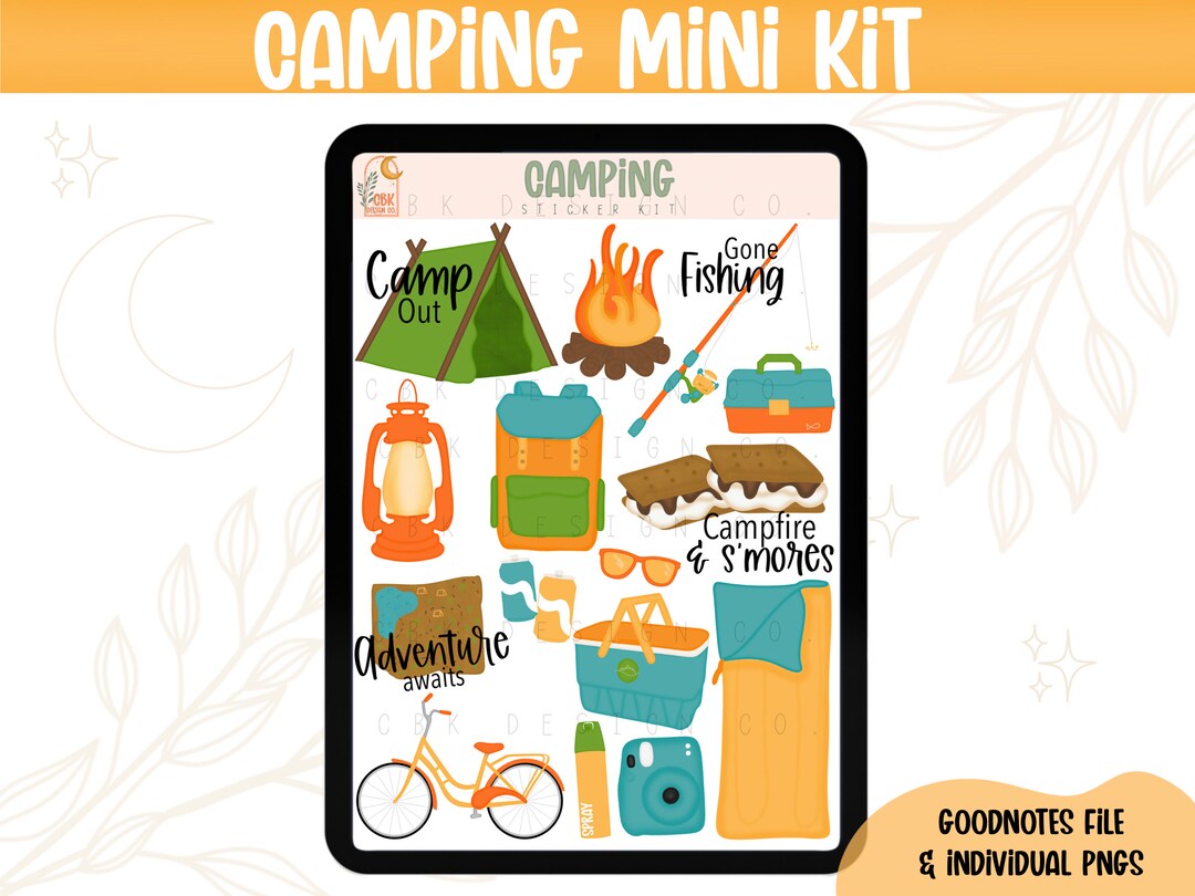 Camping Digital Sticker Kit- Goodnotes Files & Pngs- Digital Planner - Etsy