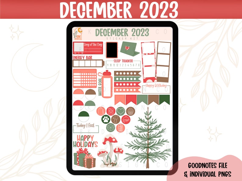 December 2023-digital Sticker Kit- Goodnotes Files & Pngs- Digital ...