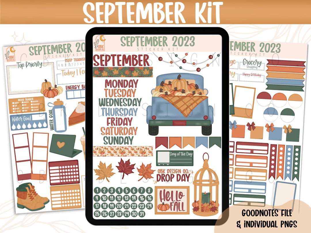 September 2023 Digital Sticker Kit- Goodnotes Files & Pngs- Digital ...
