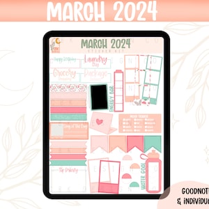 March Digital Sticker Kit 2024- Goodnotes Files & Pngs- Digital Planner ...