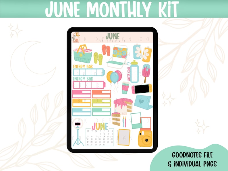 June Digital Sticker Kit 2023- Goodnotes Files & Pngs- Digital Planner ...