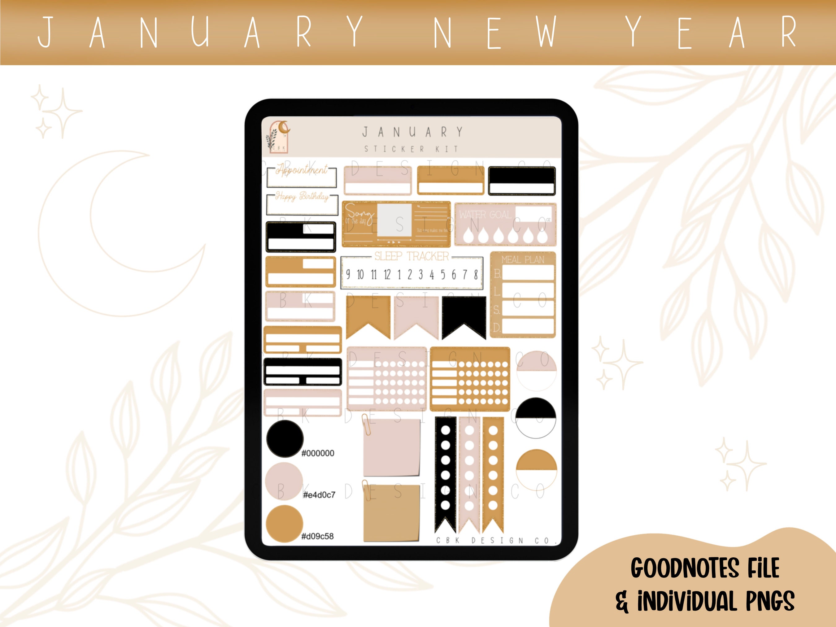 January Digital Sticker Kit- New Year 2023- Goodnotes Files & Pngs ...